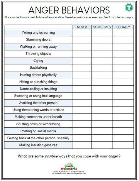 Anger Management Exercises For Youth