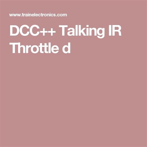 Dcc Talking Ir Throttle D