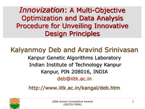 PPT Innovization A Multi Objective Optimization And Data Analysis Procedure For Unveiling