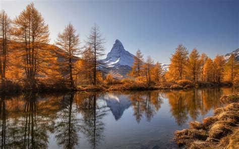Papel De Parede Suíça Natureza Cair Lago Árvores Panorama