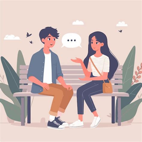Premium Vector Vector Characters Of A Teenage Couple Talking In A Simple And Minimalist Flat