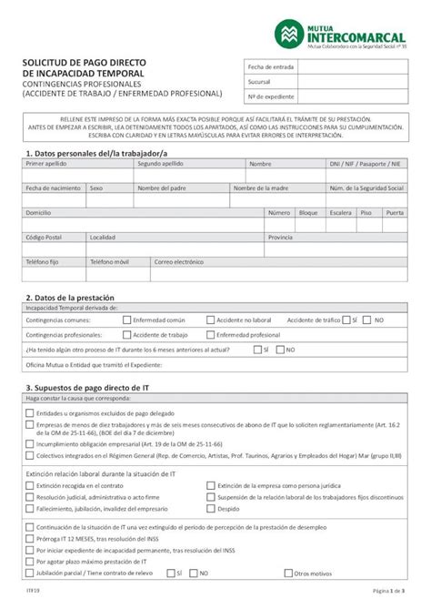 Pdf Solicitud De Pago Directo De Incapacidad • Por Extinción De