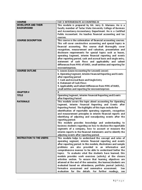 Operating Segment Interim Reporting And Events After Reporting Period