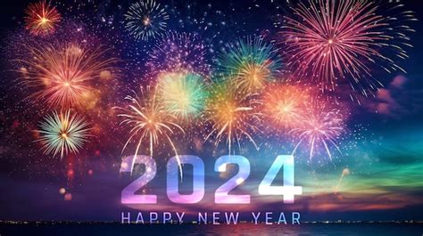 Premium PSD Happy New Year 2024 Poster Template With Colorful