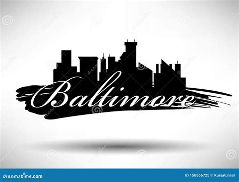 Baltimore City Skyline Silhouettes Set Vector Illustration