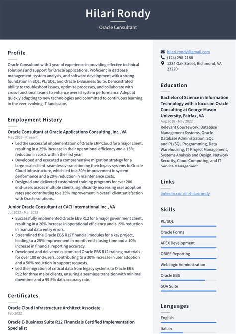 Top 18 Oracle Consultant Resume Objective Examples