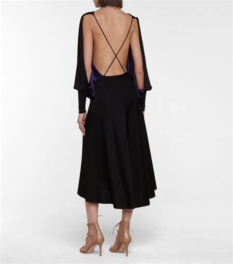 Victoria Beckham Open Back Stretch Knit Midi Dress Victoria Beckham