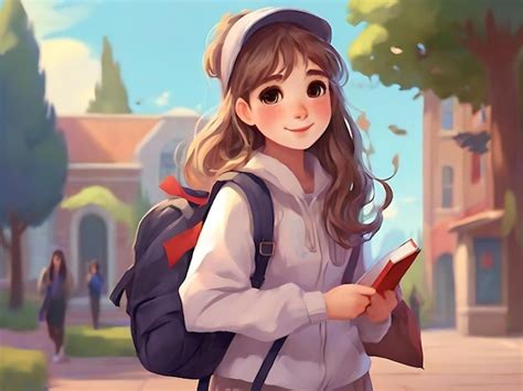 La Chica Linda Va A La Universidad Vector Premium