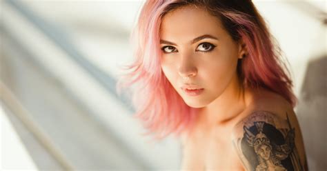Face Women Blue Hair Nose Rings Dyed Hair Portrait Depth Of Field