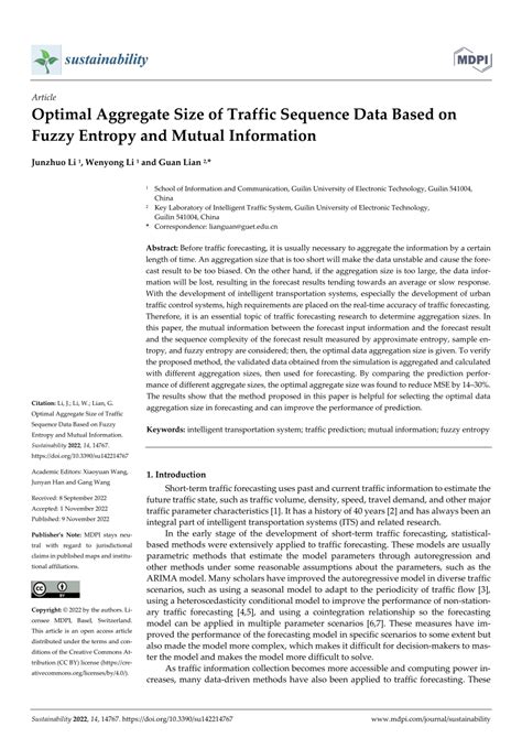 pdf optimal aggregate size of traffic sequence data based on fuzzy