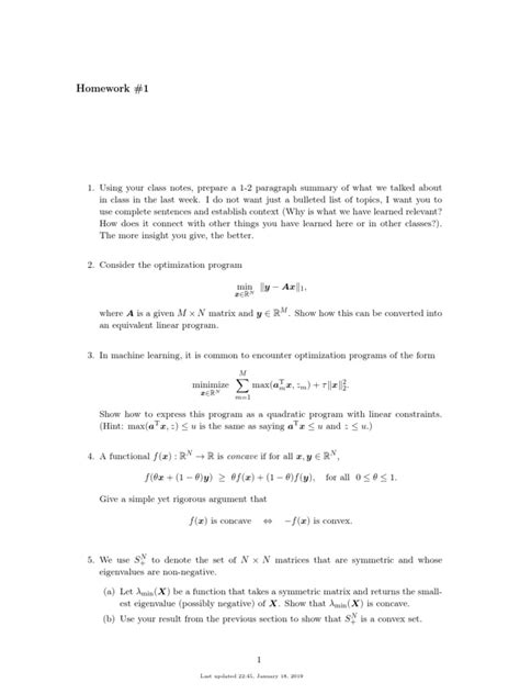 Hw01 Cvxopt Sp19 Pdf Convex Set Matrix Mathematics
