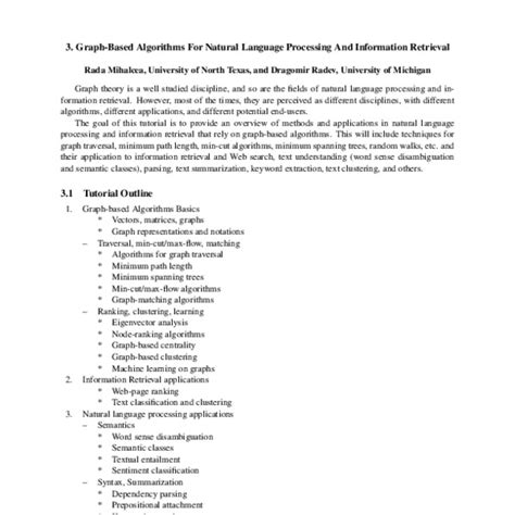 Graph Based Algorithms For Natural Language Processing And Information