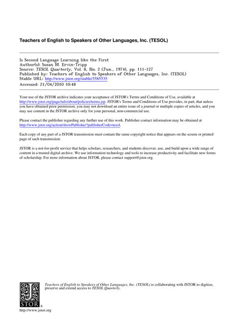 Pdf Is Second Language Learning Like The First