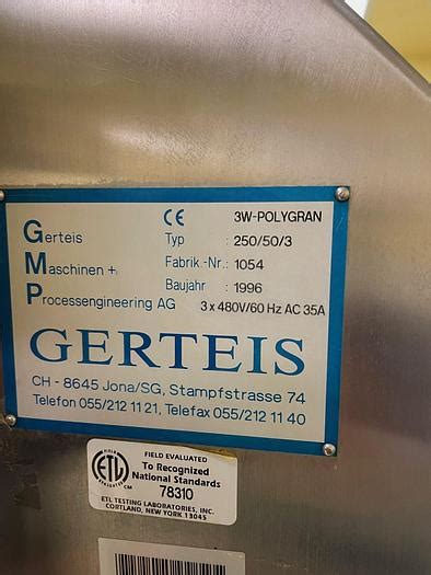 Used Gerteis 3w Polygran Roller Compactor Ss For Sale At Saveonequi