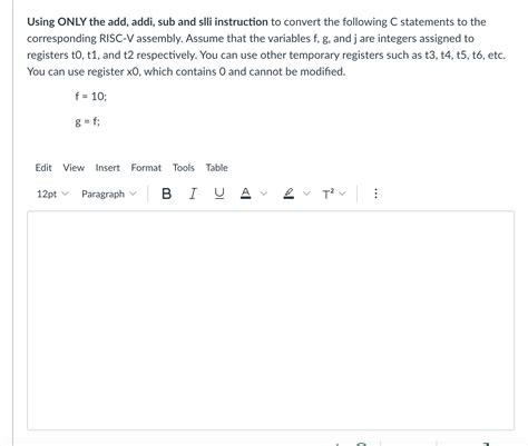 solved using only the add addi sub and slli instruction to