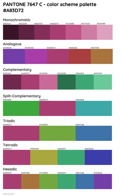 PANTONE 7647 C color palettes - colorxs.com