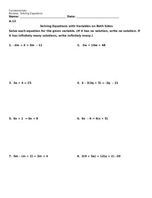 Algebra How To Find Out When An Equation Has No Solution Doc Template PdfFiller