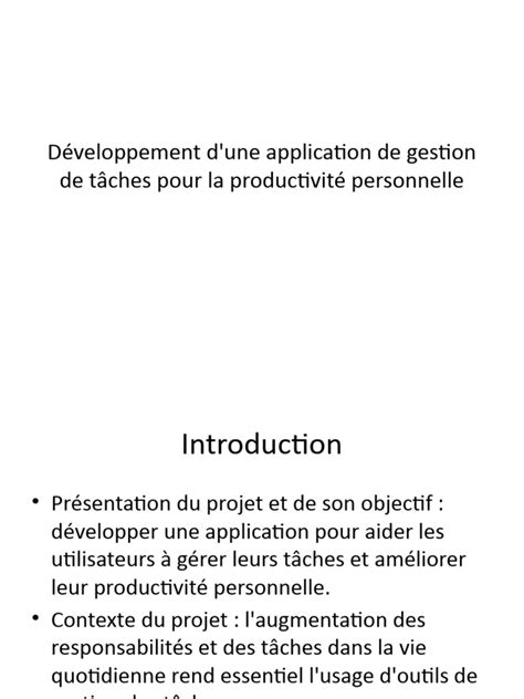 Développement Dune Application De Gestion De Tâches Pour La
