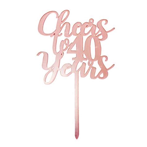 Cheers To 40 Years Cake Topper Rose Gold Happy Magjuche