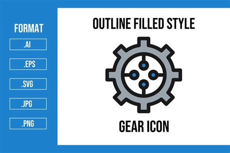 Gear Outline Filled Icon Graphic By Man00 · Creative Fabrica