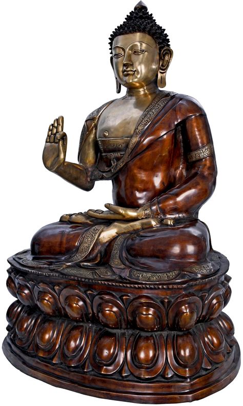 Large Size Preaching Buddha Seated On Double Lotus Tibetan Buddhist