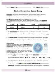 Understanding Nuclear Decay A Student Exploration Course Hero