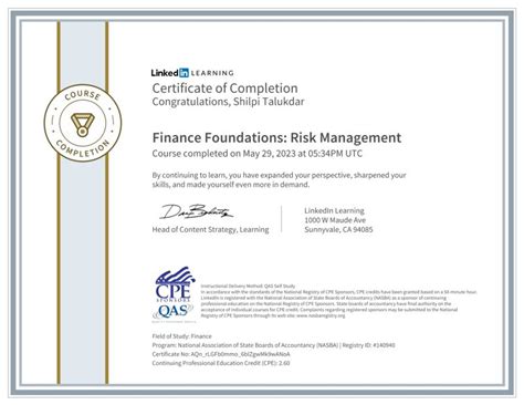 shilpi talukdar on linkedin certificate of completion