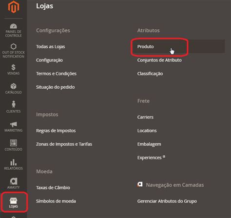 Como configurar grupos de atributos filtráveis Magento Bring e commerce
