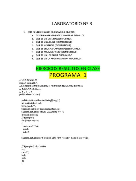 Uso De Ciclos Java Pdf Java Lenguaje De Programación Ingeniería