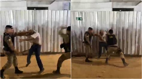 Policiais Agridem Homem Cassetete Durante Festa Em Minas