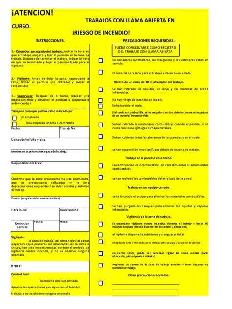 Permiso Trabajos Corte Y Soldad Pdf