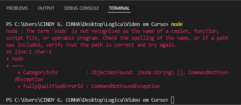 VS CODE NODE JS o termo node nao é reconhecido no terminal