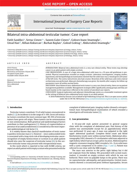 Pdf Bilateral Intra Abdominal Testicular Tumor Case Report