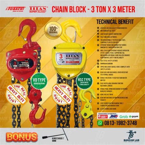 Promo Chain Block 3 Ton 3m Takel 3 Ton 3m Itobachi New Model Diskon