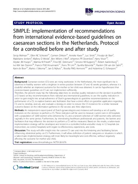 Pdf Simple Implementation Of Recommendations From International Evidence Based Guidelines On