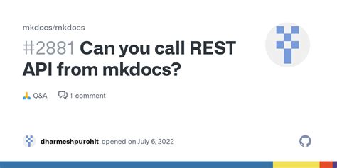 Can You Call Rest Api From Mkdocs · Mkdocs Mkdocs · Discussion 2881