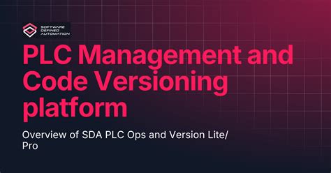 Plc Management And Code Versioning Platform Sda User Manual