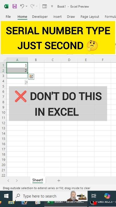 Shortcut Excel Auto Generate Serial Number🤔 Serial Number In Excel