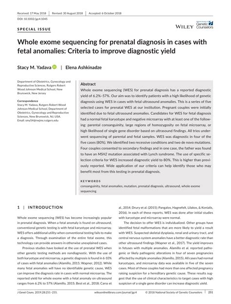 Pdf Whole Exome Sequencing For Prenatal Diagnosis In Cases With Fetal