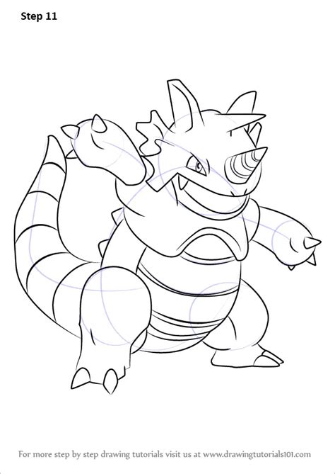 How To Draw Rhydon From Pokemon Pokemon Step By Step
