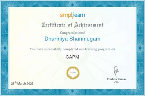 Capm Self Learning Dhariniya Shanmugam Csm®