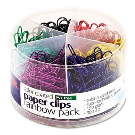 Officemate Plastic Coated Paper Clips Assorted Colors 300 Small Clips