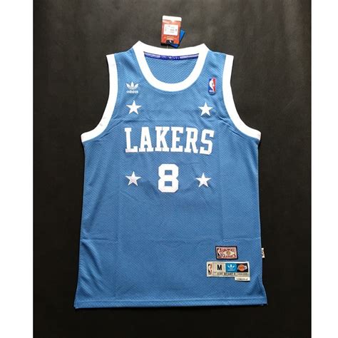 2019 Nba 洛杉磯湖人隊 8 科比·布萊恩特復古網眼四星藍色新賽季籃球球衣 蝦皮購物