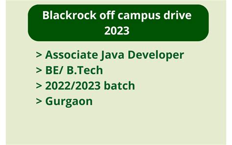 Blackrock Off Campus Drive 2023 Associate Java Developer BE B Tech