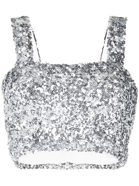 Maje Sequinned Crop Top Farfetch