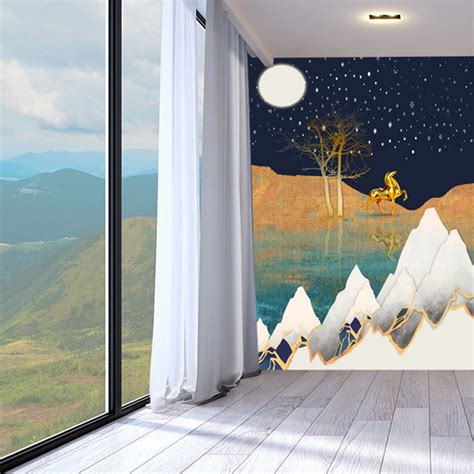 قیمت و خرید پوستر دیواری اتاق کودک مدل نقاشی کوه اسب طلایی Dvrf1705