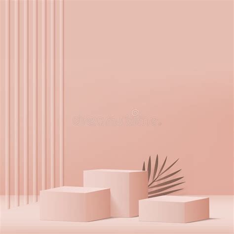 3d Cream Color Podium And Minimal Cream Color Wall Scene Pastel Color
