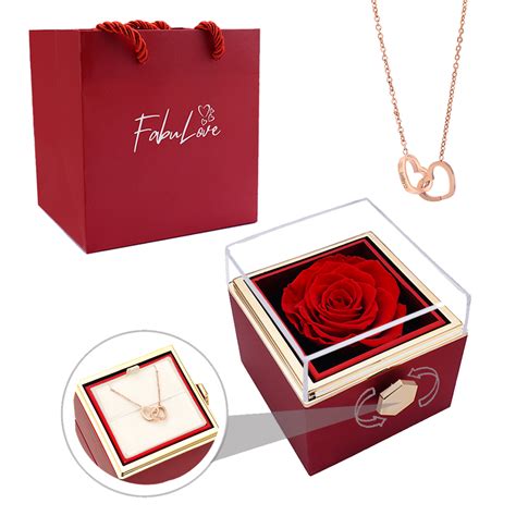 Eternal Rose Box W Engraved Necklace And Real Rose Fabulove