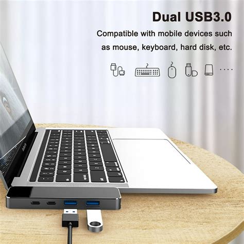 Concentrador Tipo C 7 En 1 Con 4k Hdmi 2 Usb 30 Puerto De Datos Usb