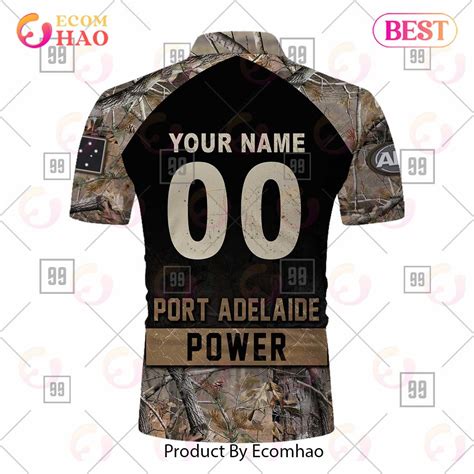 Personalized Camouflage Afl Port Adelaide Power Hunting Polo Shirt